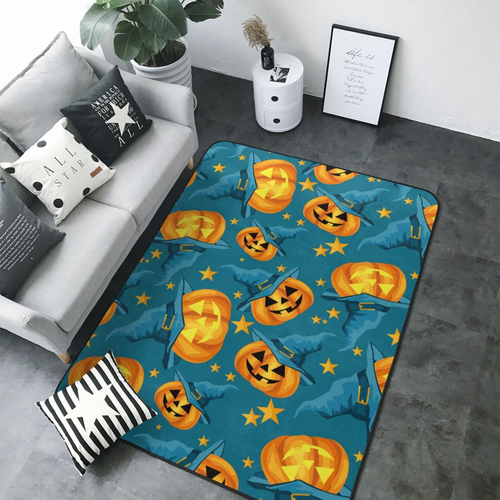 Halloween Door Mat, pumpkins halloween hats Indoor Door Mat Bedroom Rug ...
