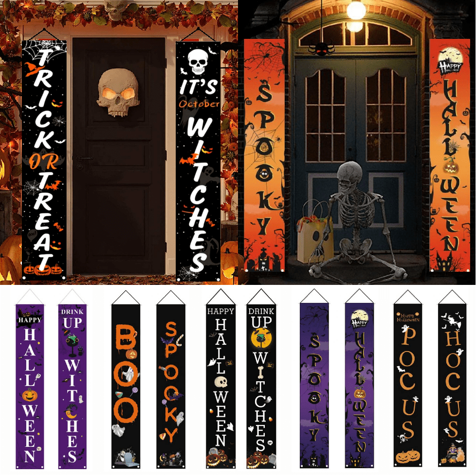 Halloween Door Porch Decor Halloween Door Banner Decorations Trick or ...