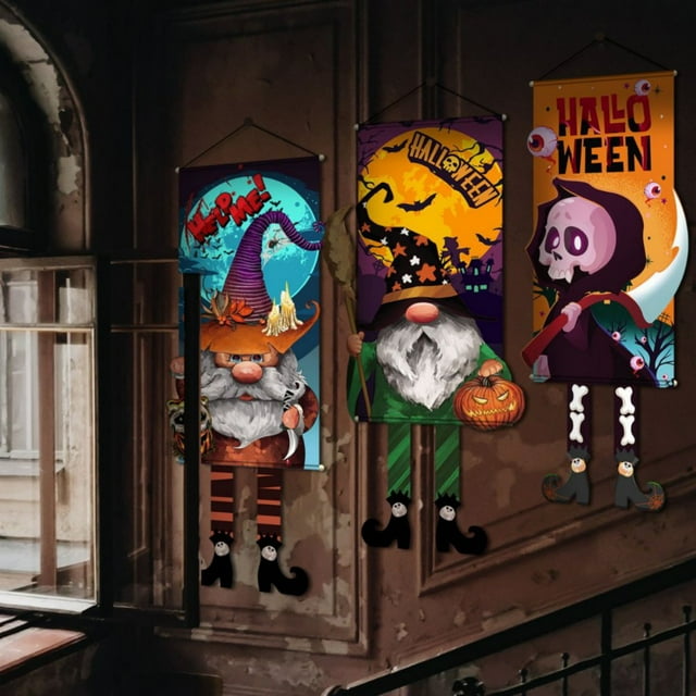 Halloween Door Sign Decorations Happy Halloween Hanging Front Door Flag ...