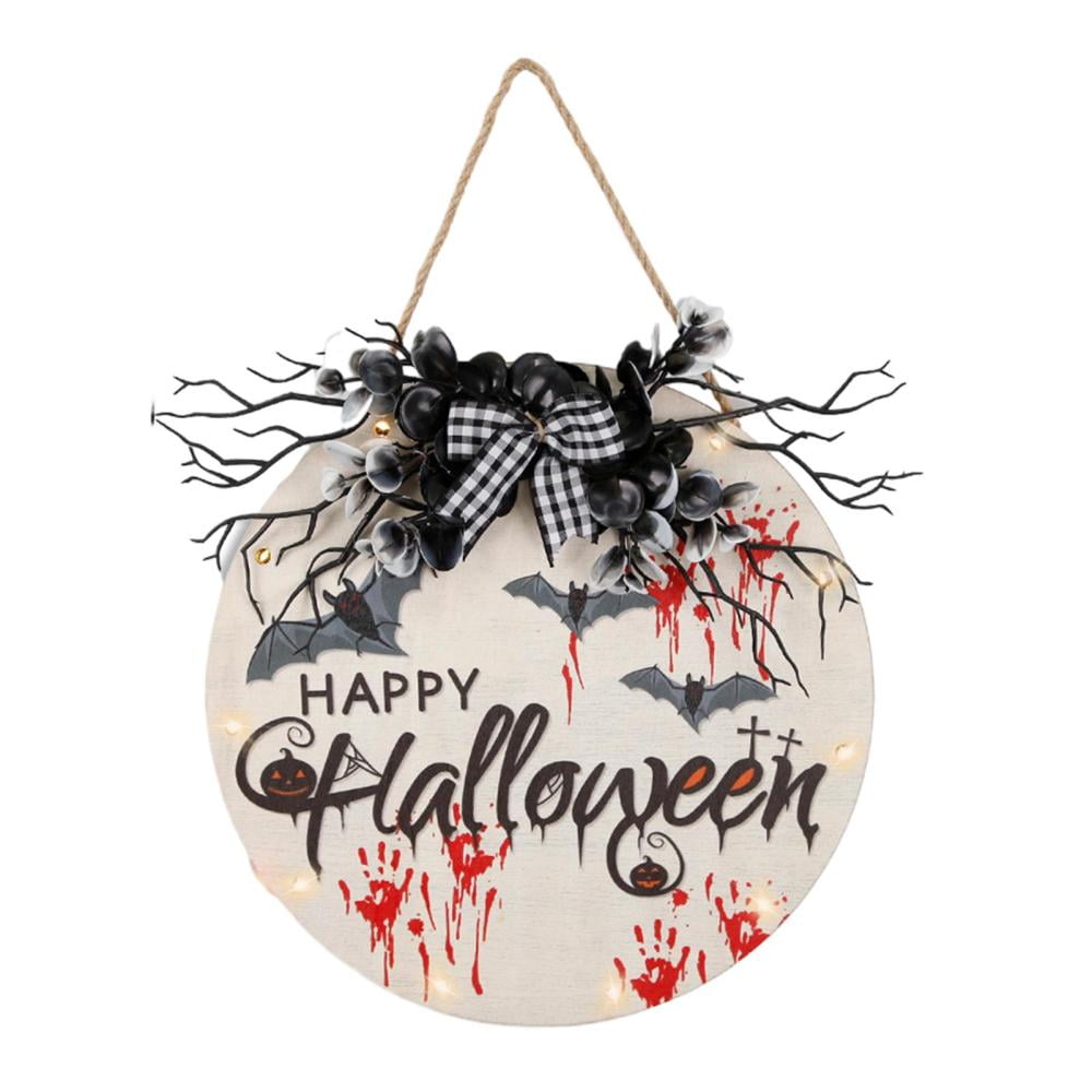 Halloween Door Sign | Hangable Wooden Halloween Welcome Sign | Bright ...
