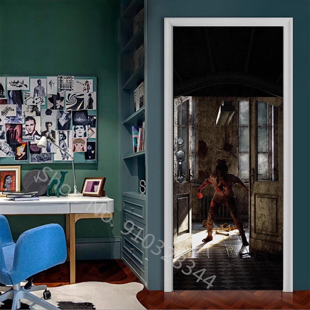 Halloween Door Sticker 3D Self Adhesive Removable Bloody Hand Horror ...