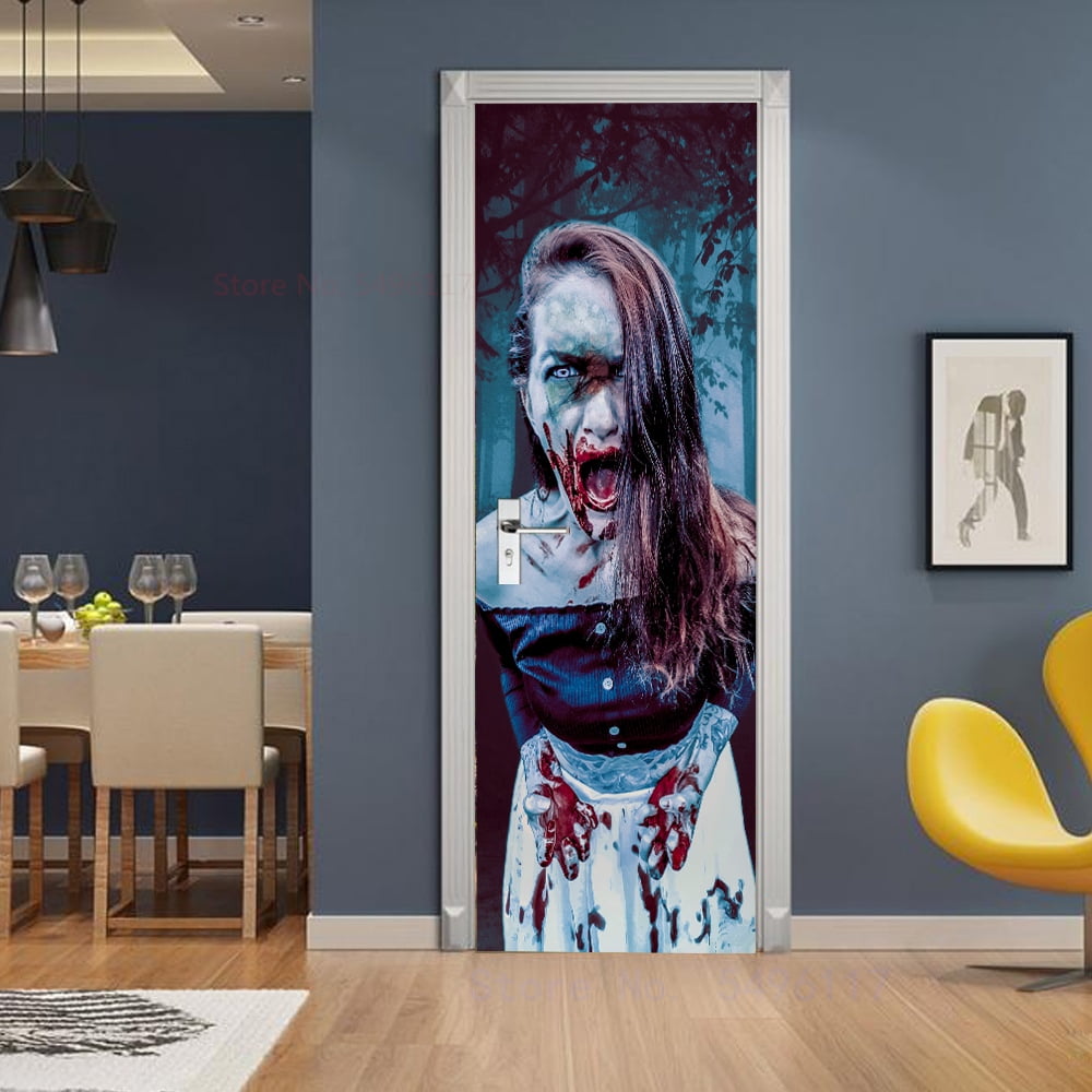 Halloween Door Sticker Horrible Bloody Hand Wallpaper PVC Waterproof ...