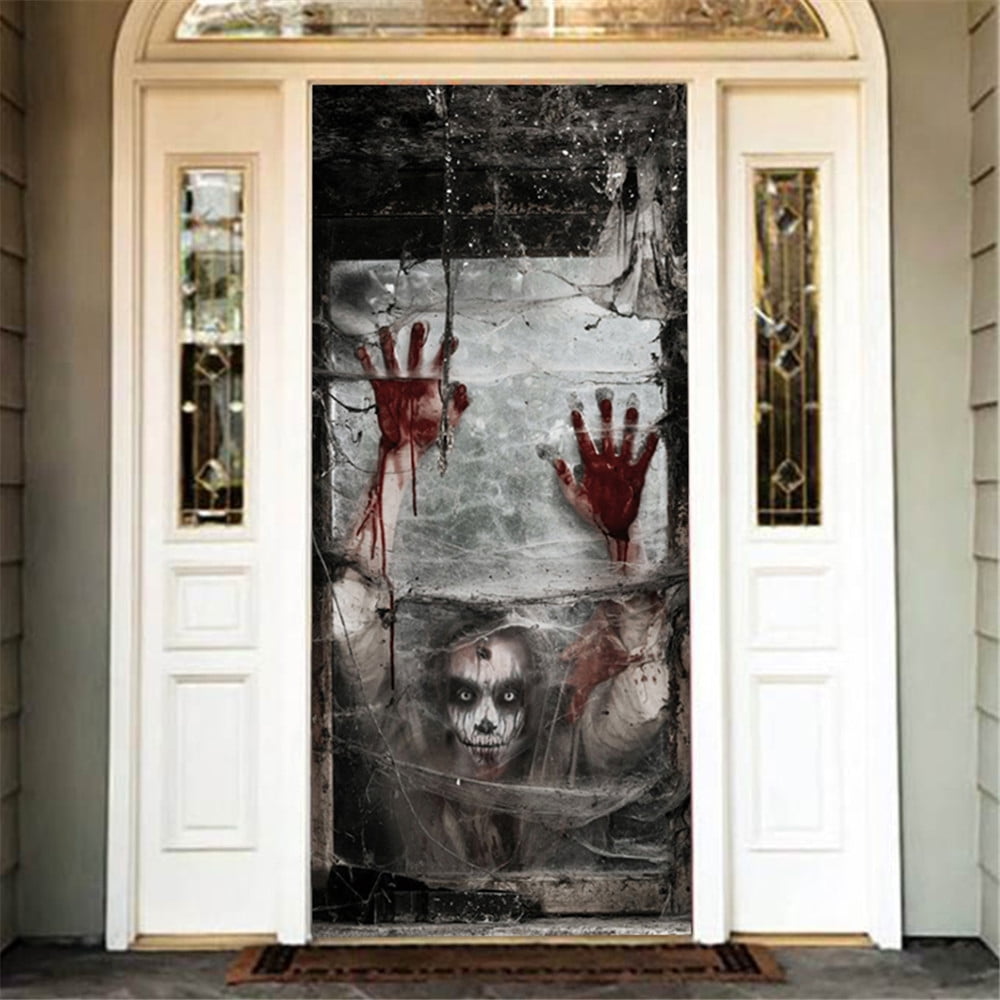 Halloween Door Sticker, Removable Vinyl Decal Scary Ghost Pumpkin Door ...