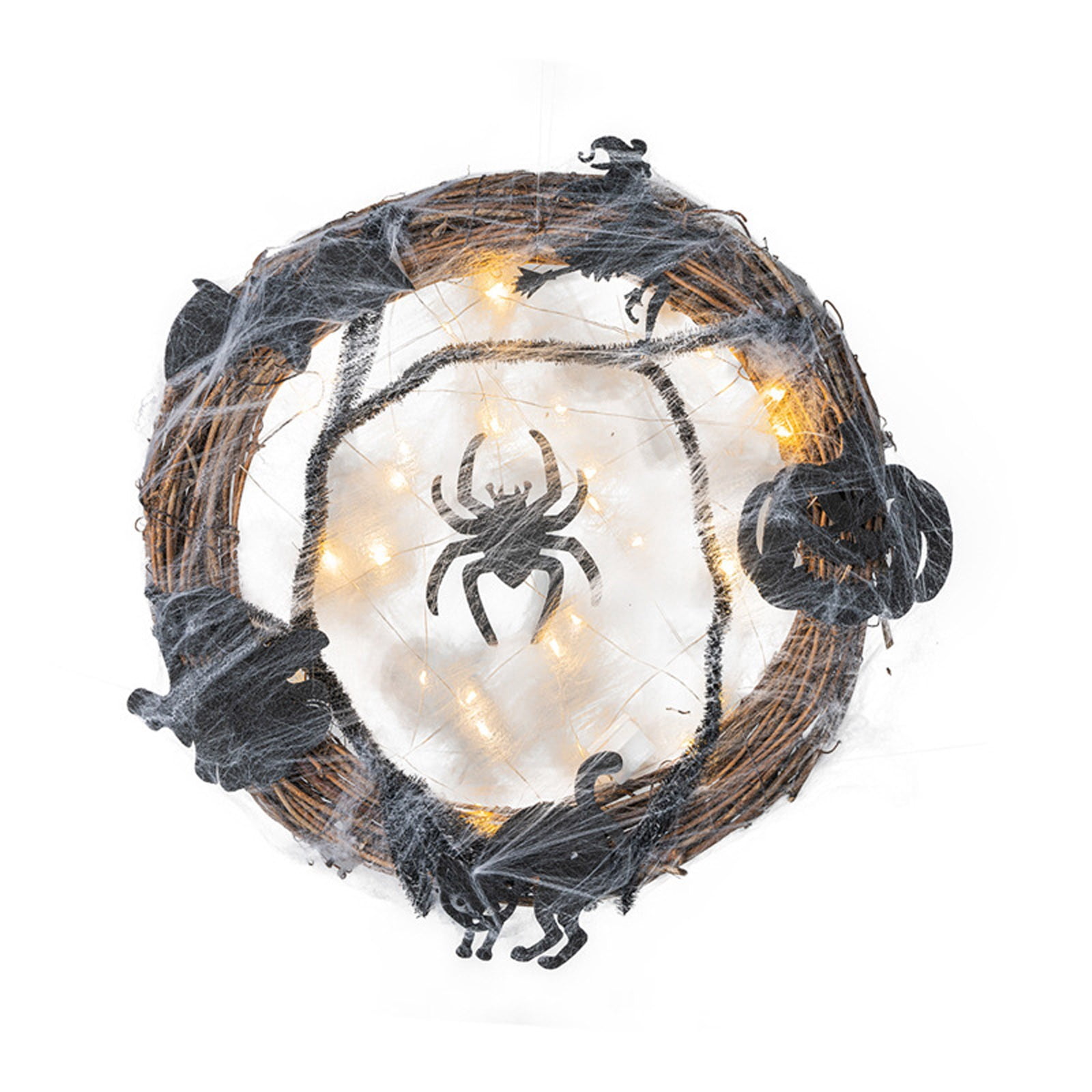Halloween Door Wreath 14 Inch Handmade Hanging Spider Wed Wreaths with ...