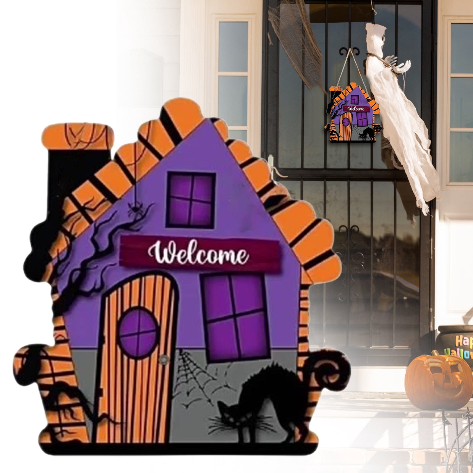 Halloween Door Wreath, Halloween Wall Decor, Halloween Haunted House ...