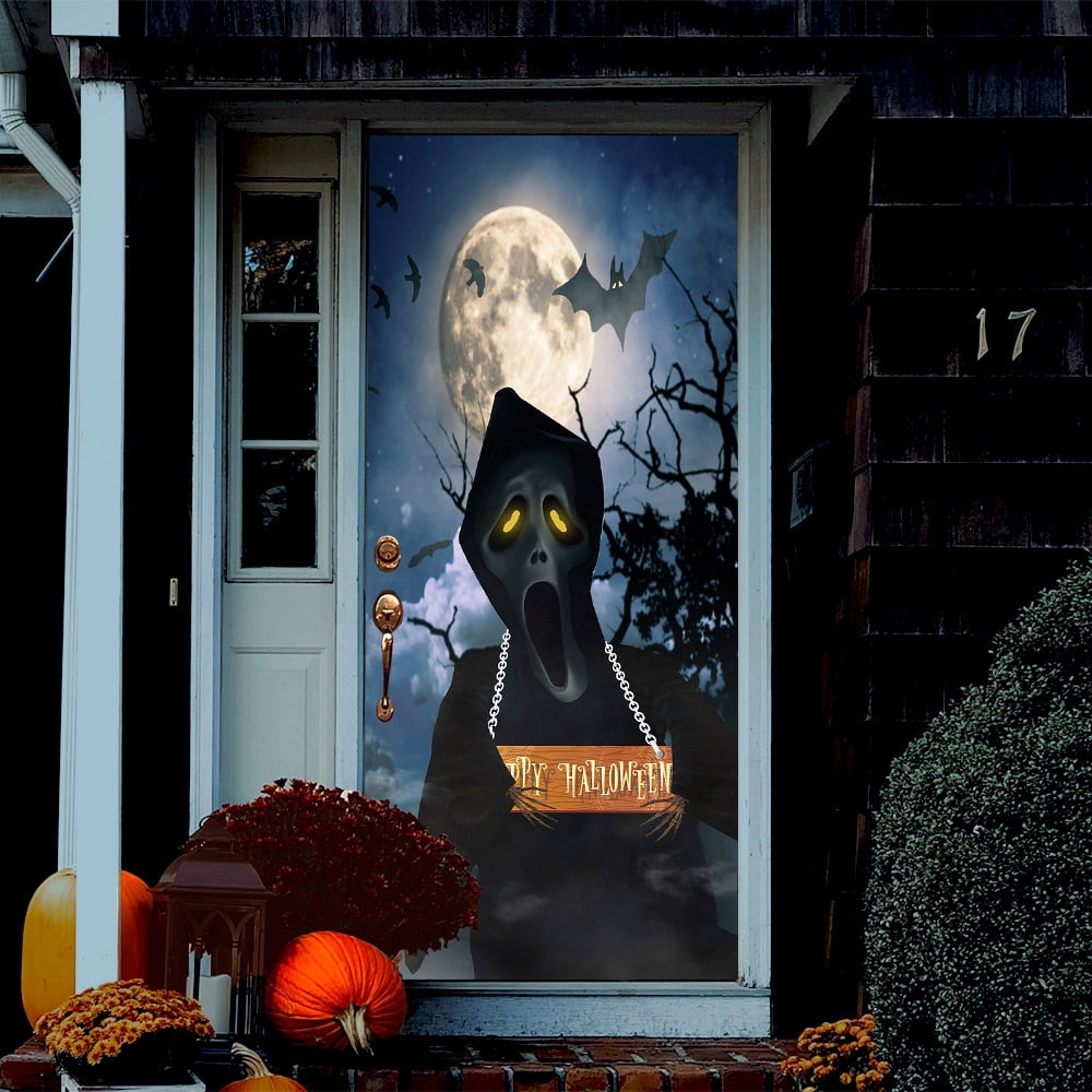 Halloween Door stickers Door Cover Fridge stickers Scary Ghost ...