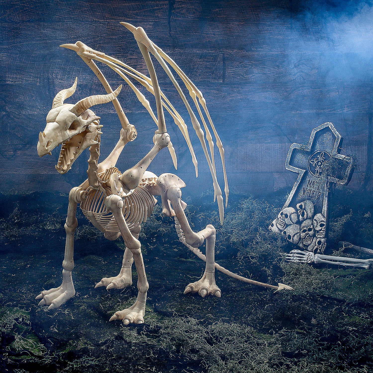 Large Life-Size Halloween Dragon Skeleton Decoration Prop - Home Decor ...