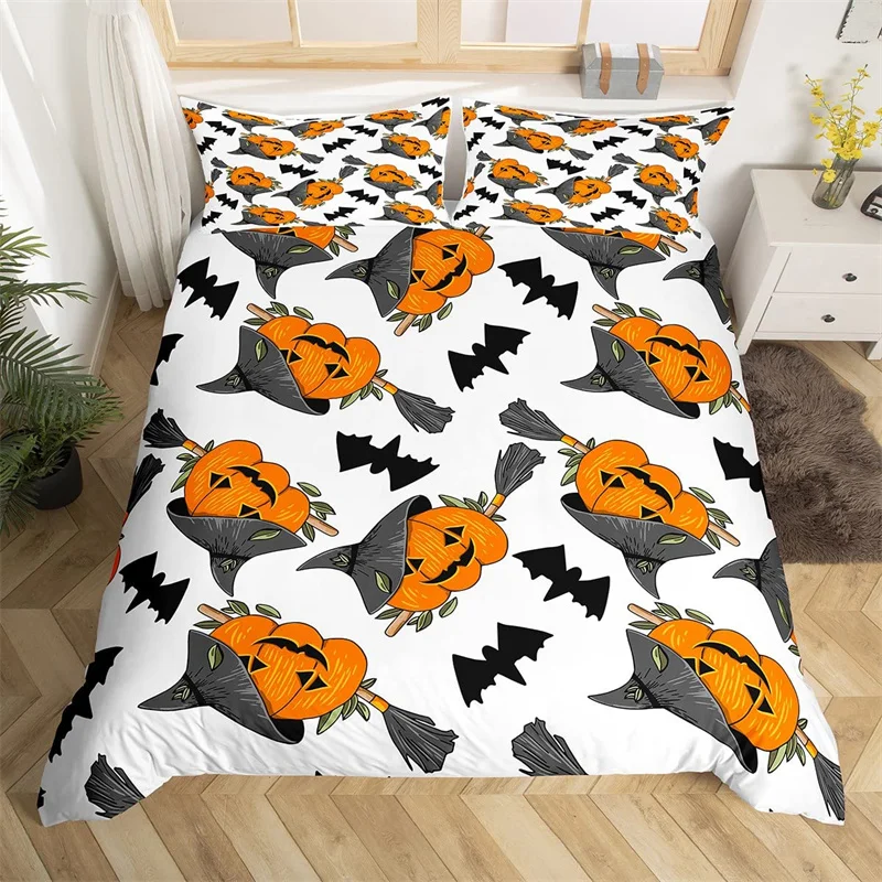 Halloween Duvet Cover King Bat Bedding Set Wild Animals Quilt Cover Microfiber Halloween Theme ...
