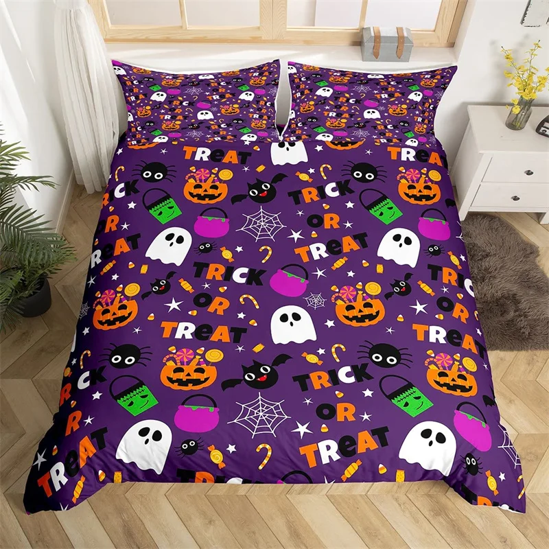 Halloween Duvet Cover King Bat Bedding Set Wild Animals Quilt Cover Microfiber Halloween Theme ...