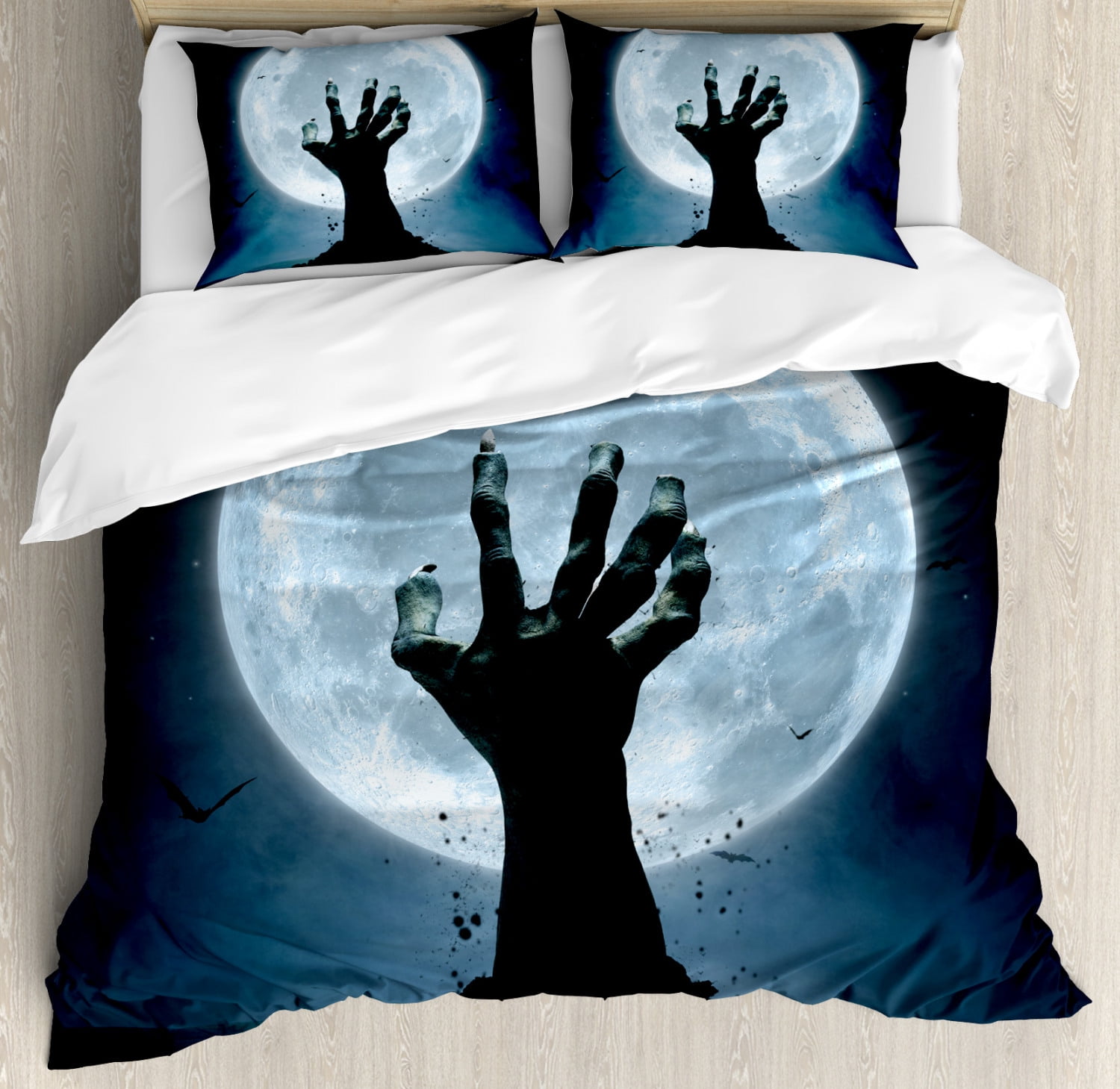 Halloween Duvet Cover Set King Size, Realistic Zombie Earth Soil Full ...