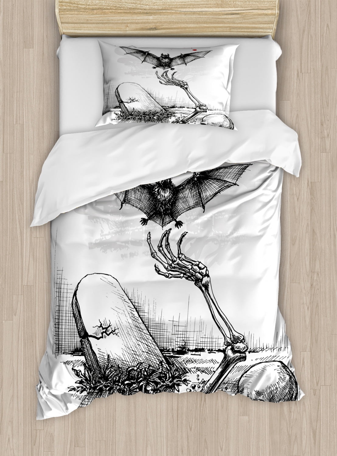 Halloween Duvet Cover Set Twin Size, Dead Skull Skeleton Out of the ...
