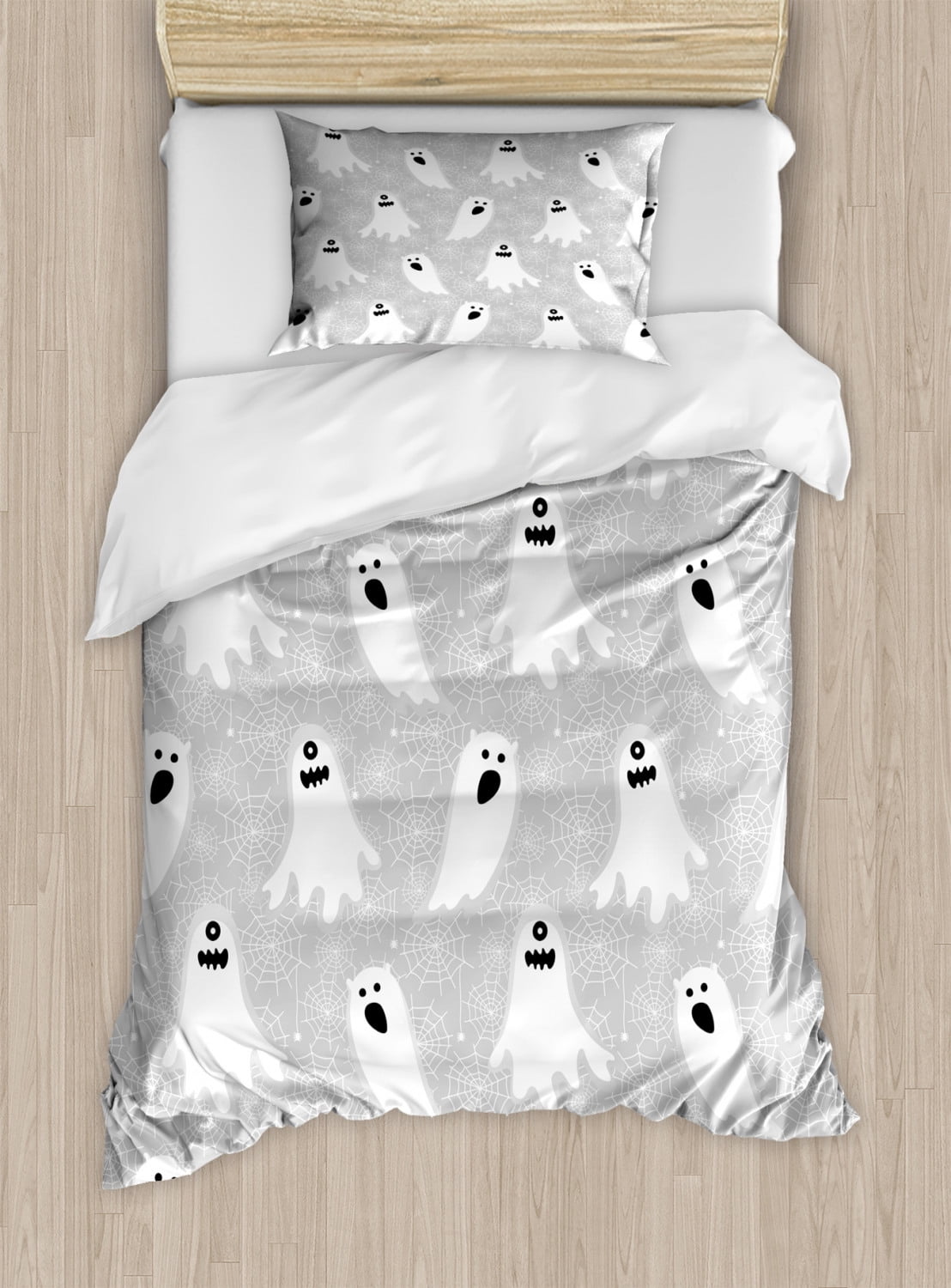 Halloween Duvet Cover Set Twin Size, Horror Phantom Boo Fiend Themed ...