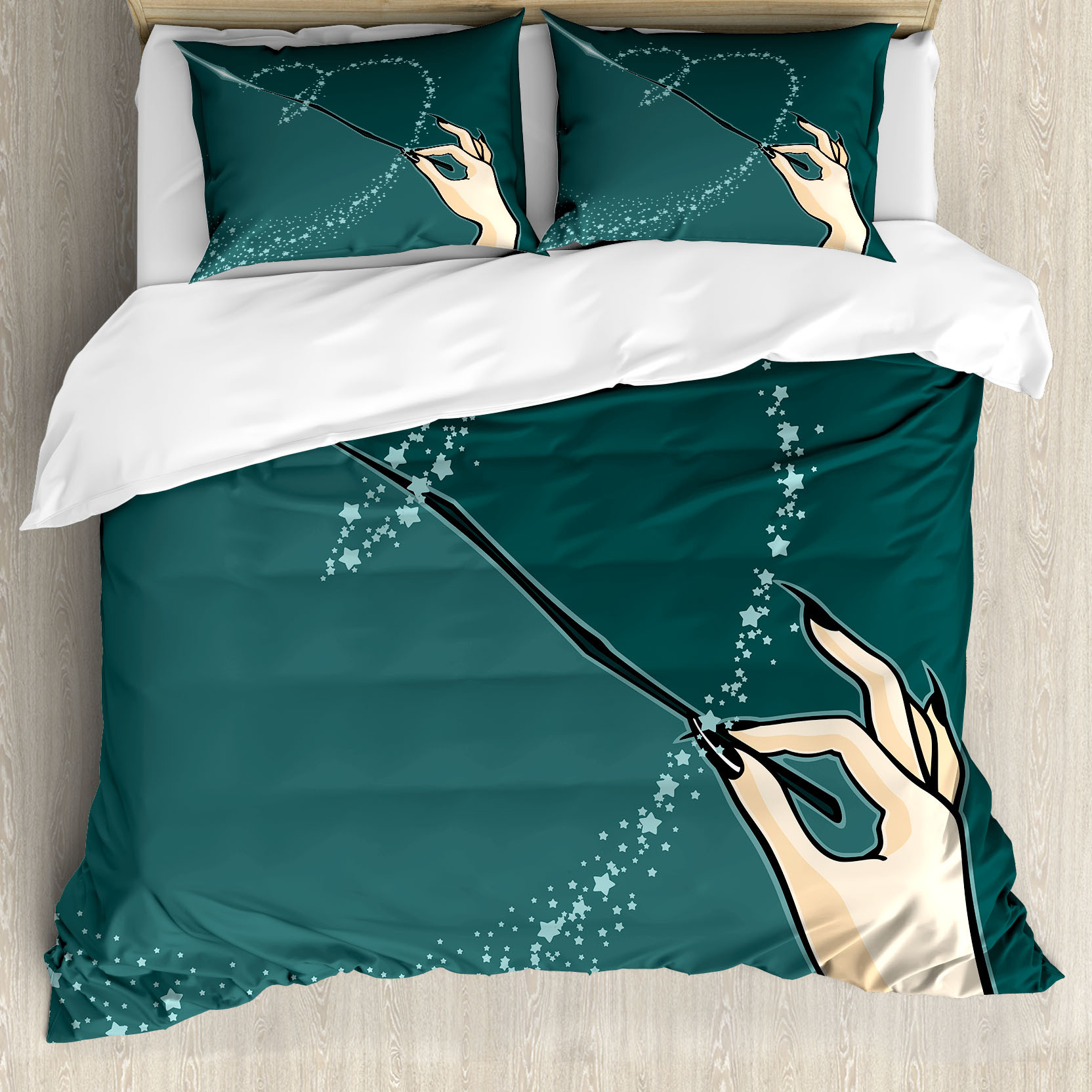 Halloween Duvet Cover Set, Witch Hand with Long Nails Holding a Magic ...