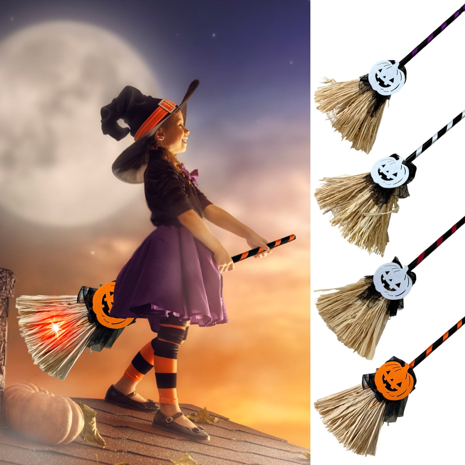 Halloween Electric Witch Broom - Magical Light-Up Prop for Parties ...