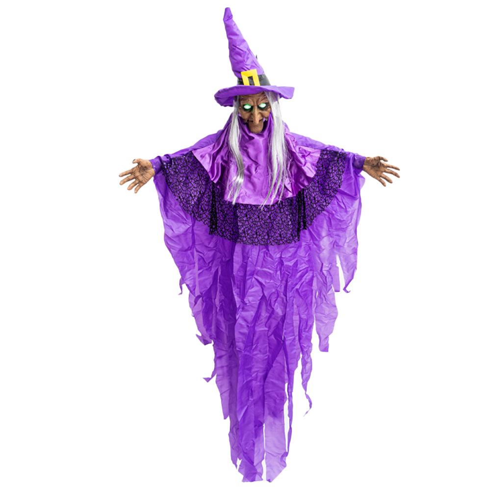 Halloween Electronic Animated Witch, 4.5FT Creepy Hanging Witch with ...