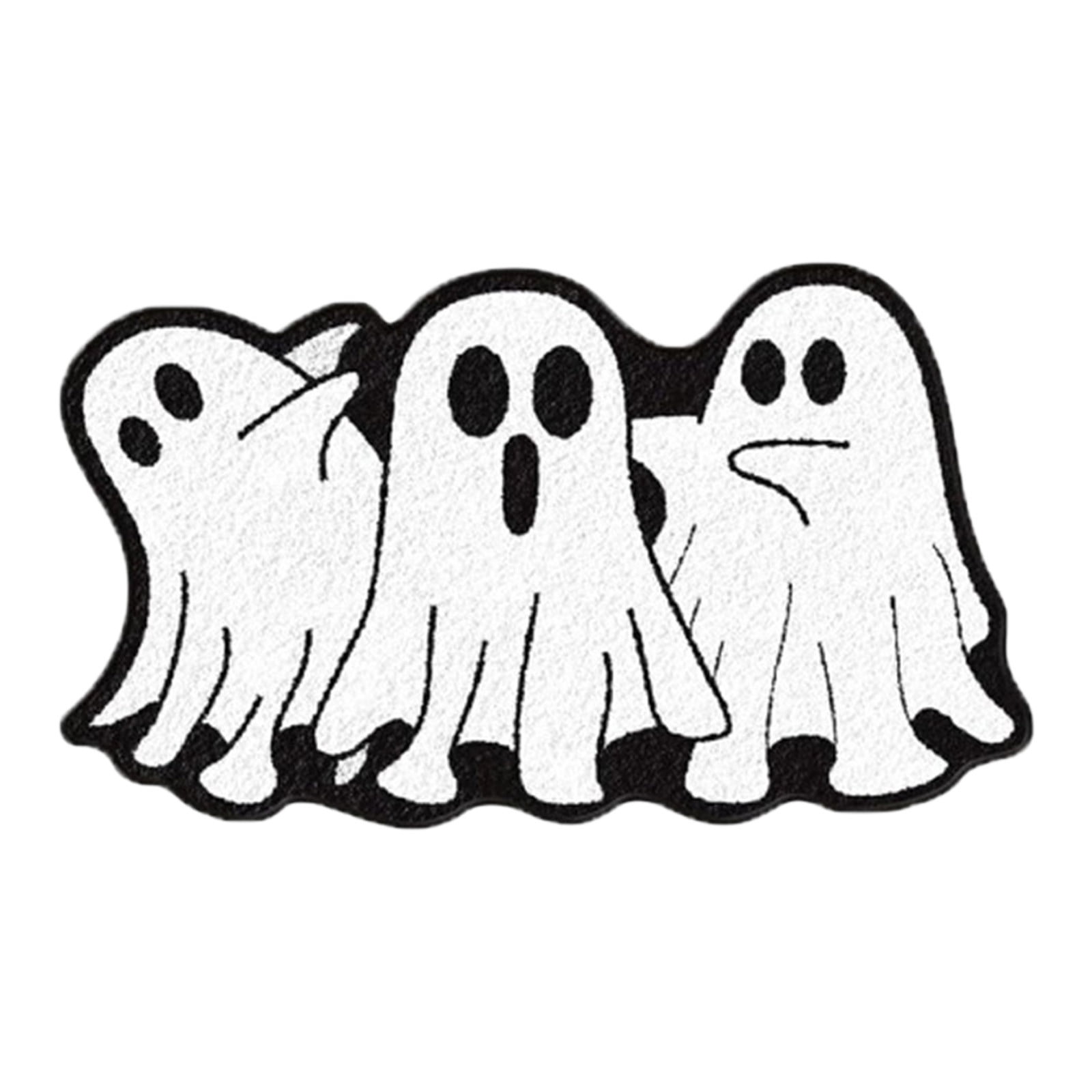 Halloween Elemental Shape Floor Mat - Spooky Ghost, White Gothic Gift ...