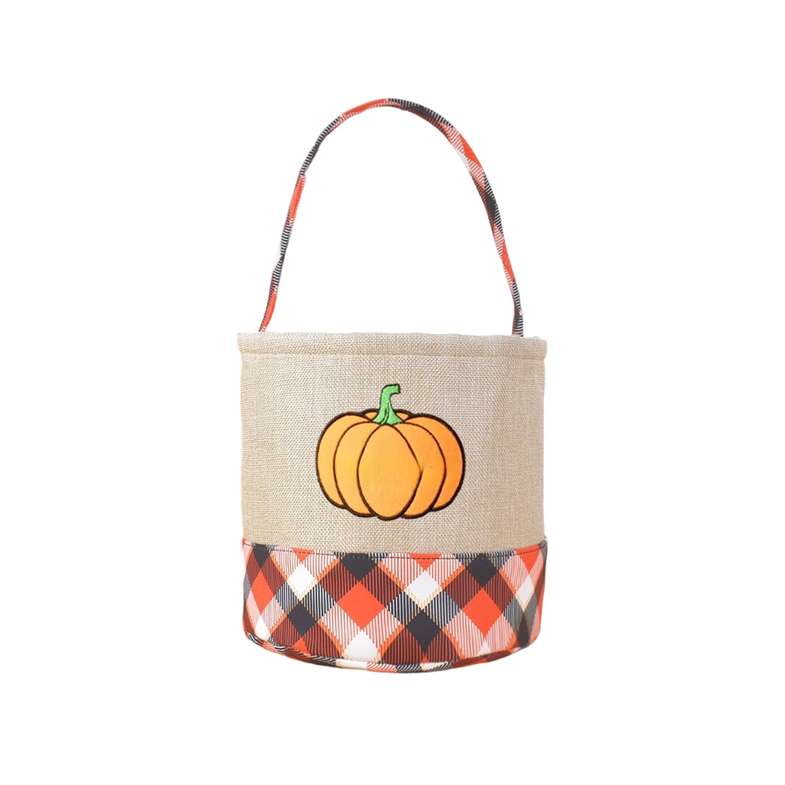 Halloween Embroidered Storage Basket, 9" Linen-Style Pumpkin & Ghost ...
