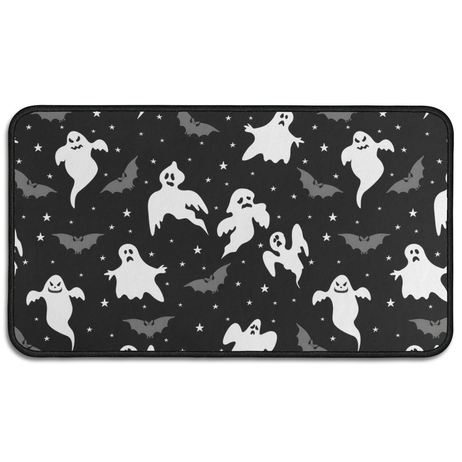 Halloween Entryway Rug 17"x30", Haunted House Bat Design Doormat ...