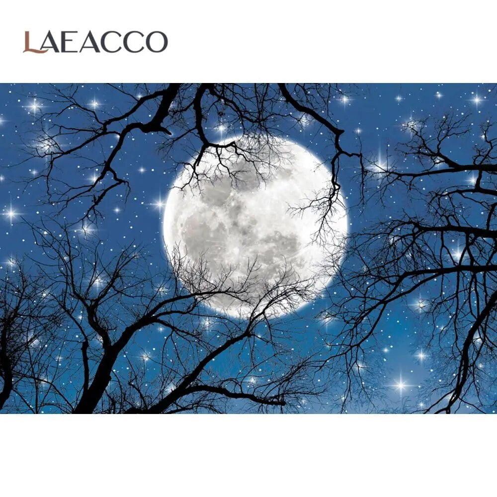 Halloween Eve Night Party Backdrop Poster Decor Full Moon Night Glitter ...
