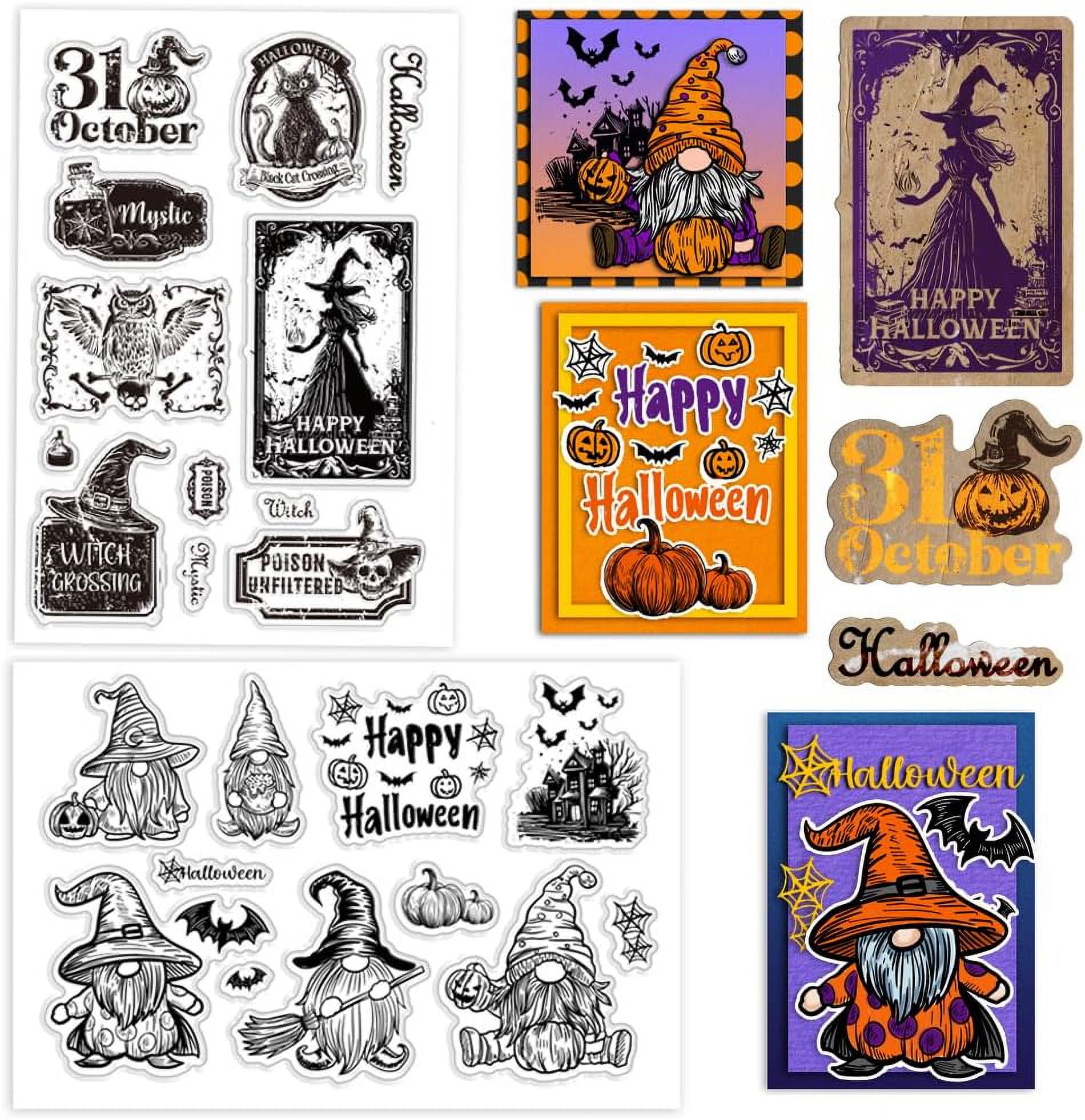 Halloween Eve Theme Clear Stamps Set 23pcs Transparent Stamps Acrylic ...