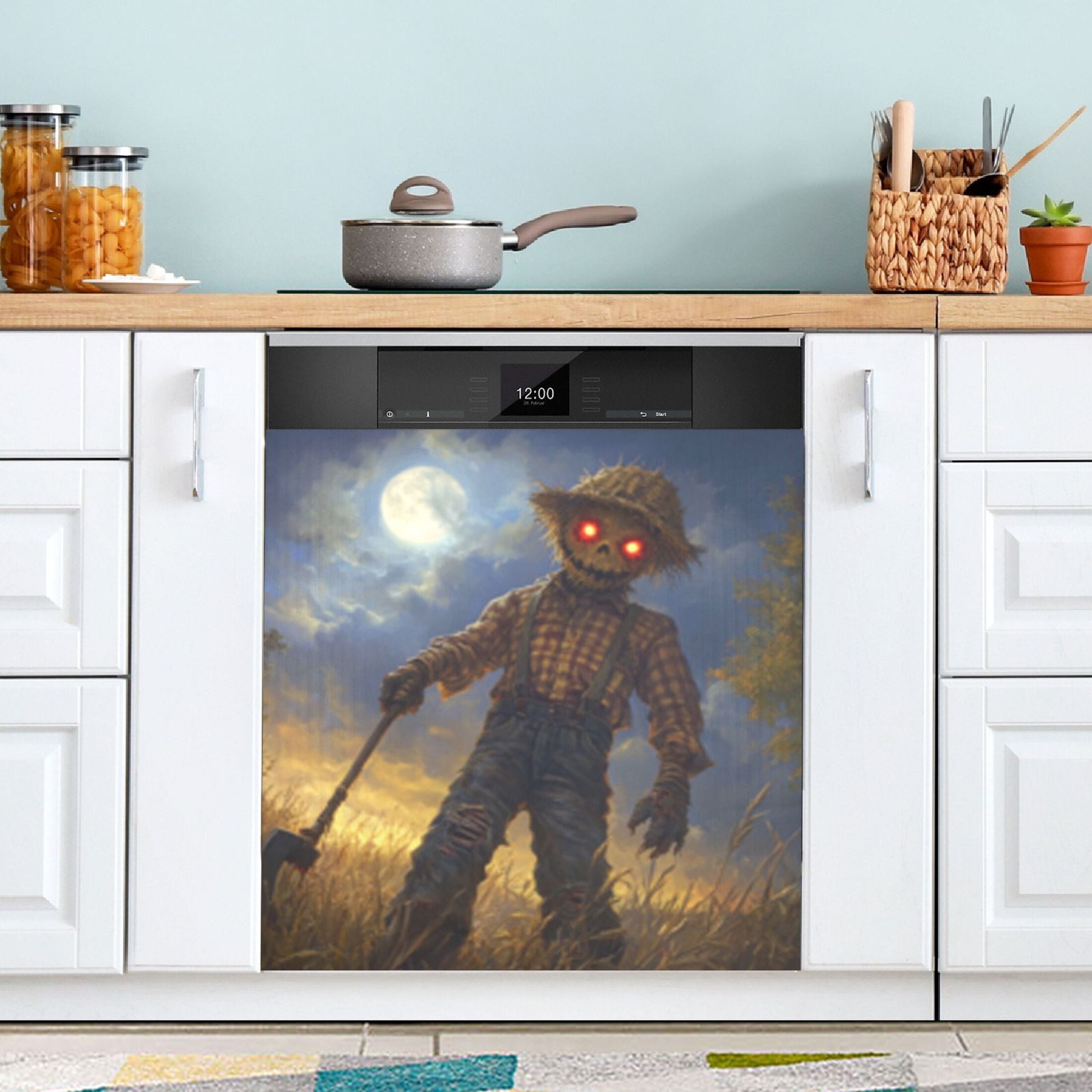 Halloween Evil Scarecrow Dishwasher Magnet Cover Reuseable Refrigerator ...