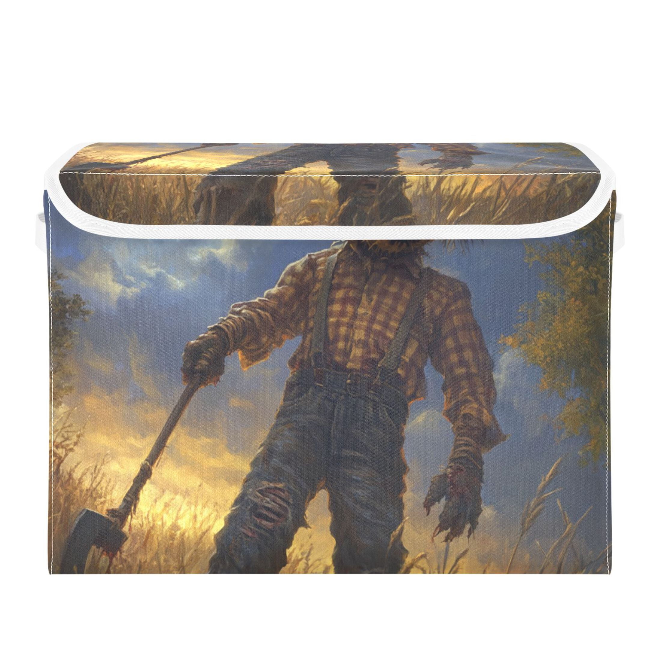 Halloween Evil Scarecrow Large Storage Bins with Linen Collapsible Lid ...
