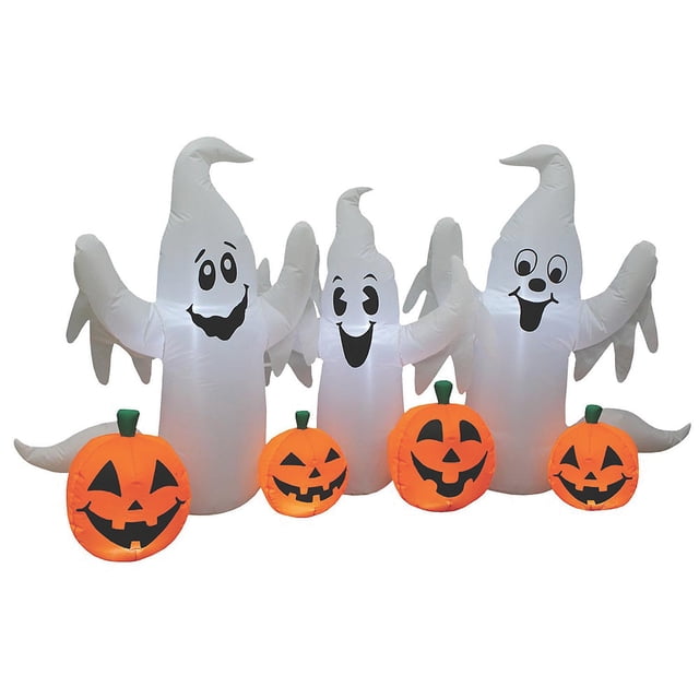 Halloween Express 8 ft Inflatable Ghosts with Pumpkin Decoration ...