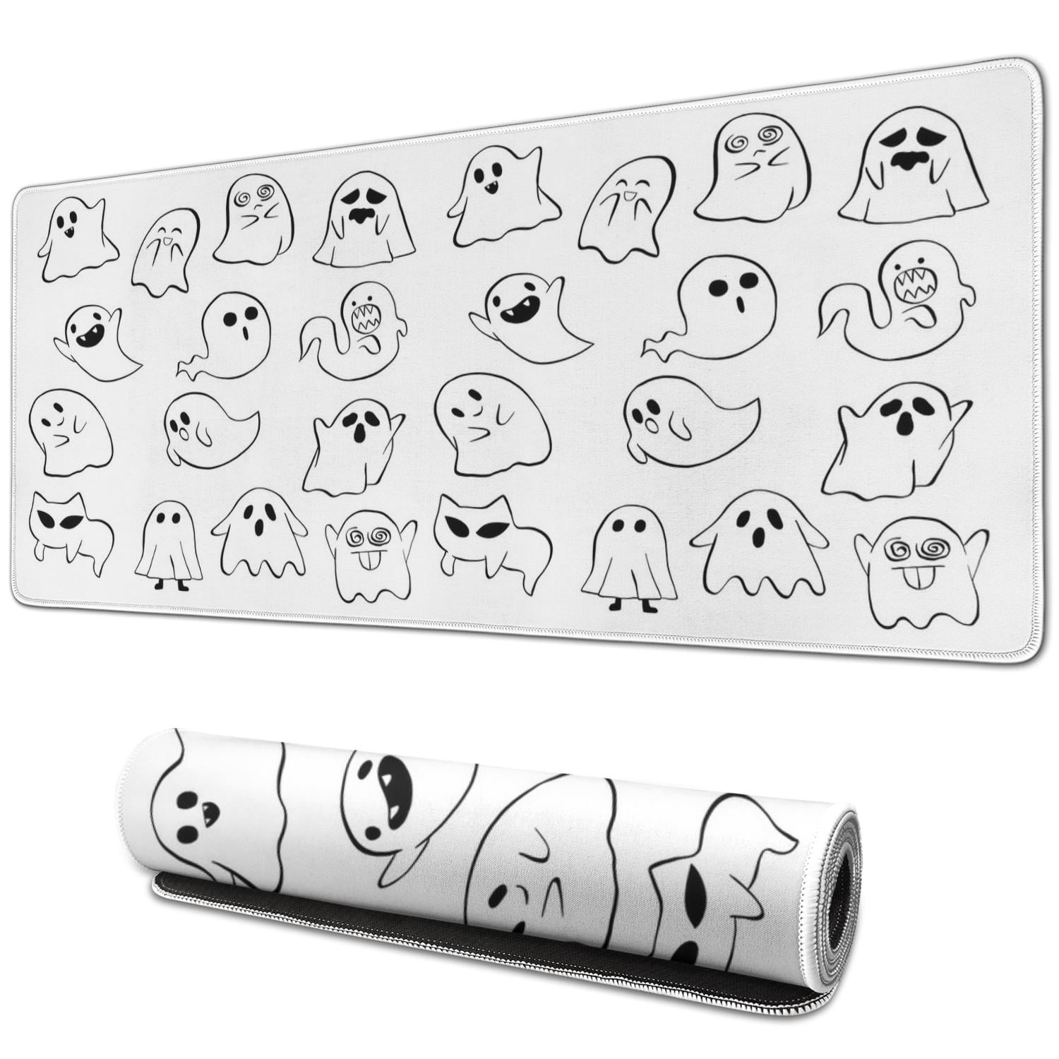 Halloween Extended Mouse Pad Cute Ghost Kawaii Cartoon, Spooky Funny ...