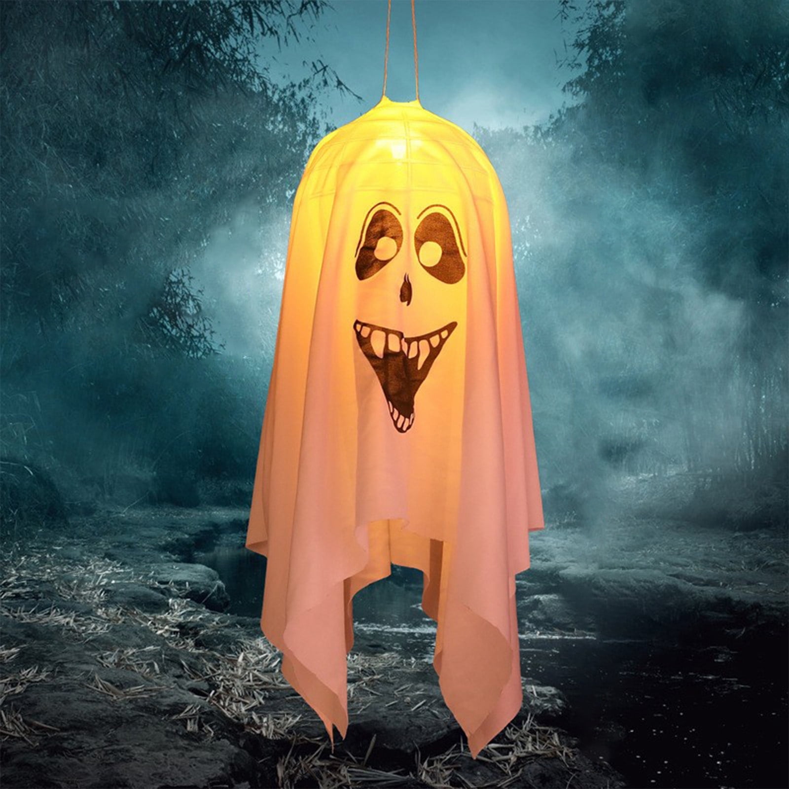 Halloween Fabric Ghost Lantern with Led Lights, Battery Powered ...