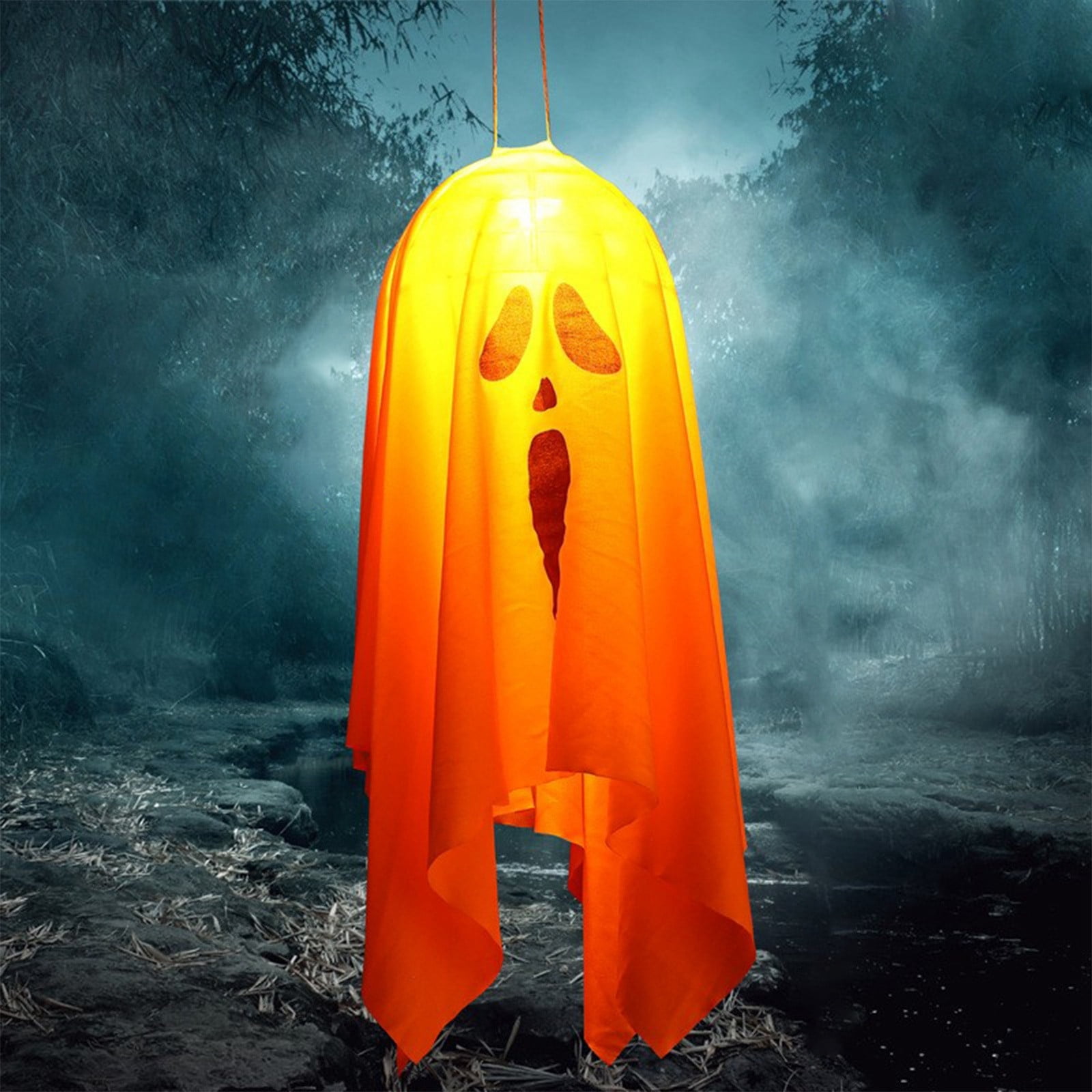 Halloween Fabric Ghost Lantern with Led Lights, Battery Powered ...