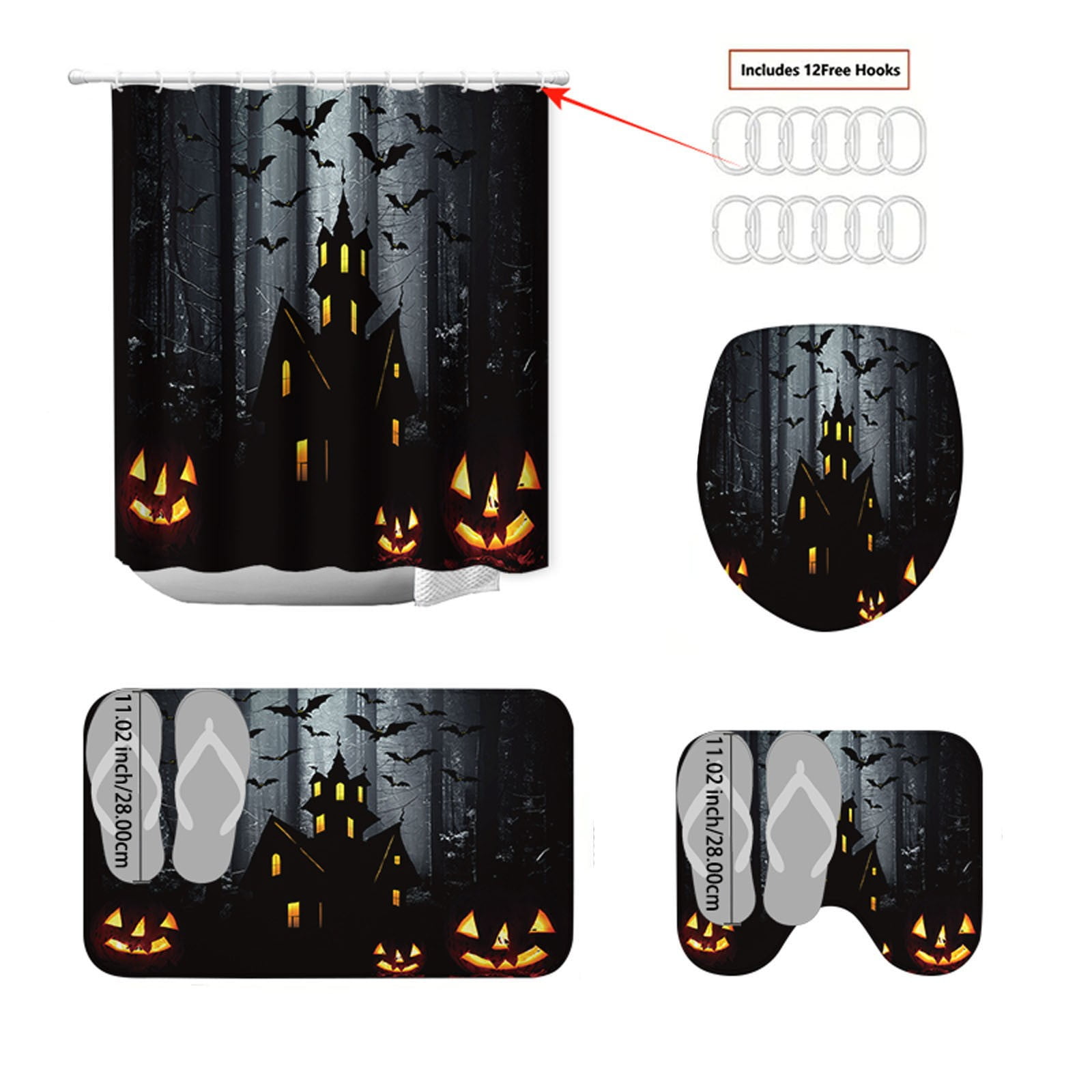 Halloween Fabric Kitchen Rugs And Mats Set Of 4 - Family Home Decor ...