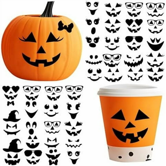Halloween Face Stickers for Crafts Pumpkin Decorating Stickers for ...