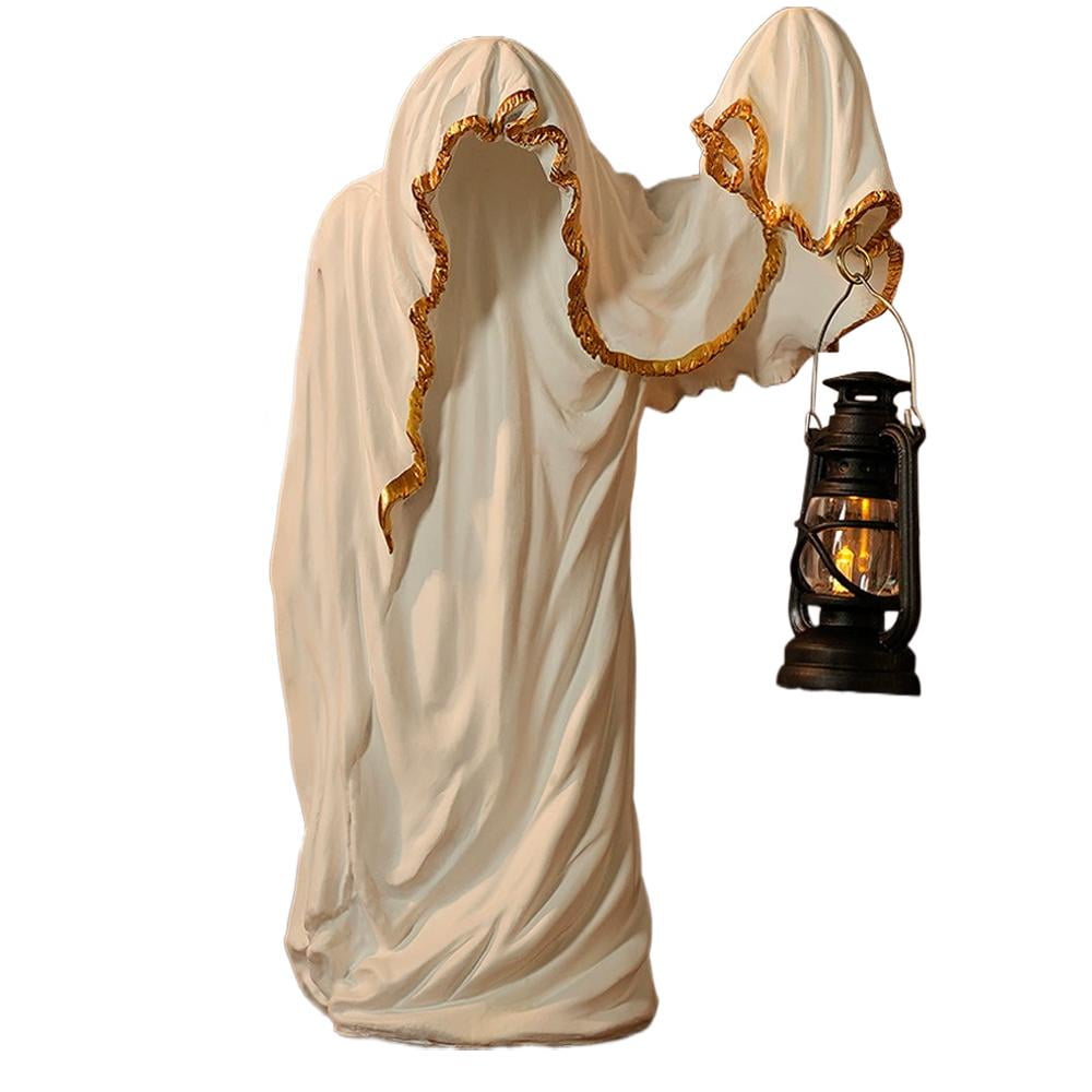 Halloween Faceless Ghost Statue,2025 Handcrafted Ghost Wizard Lantern ...