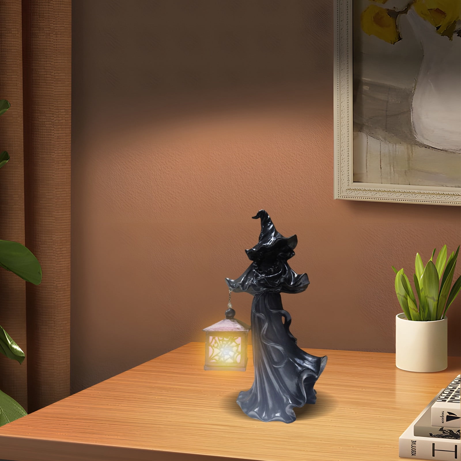 Halloween Ghost Statue with Lantern Resin Hell Messenger Witch ...