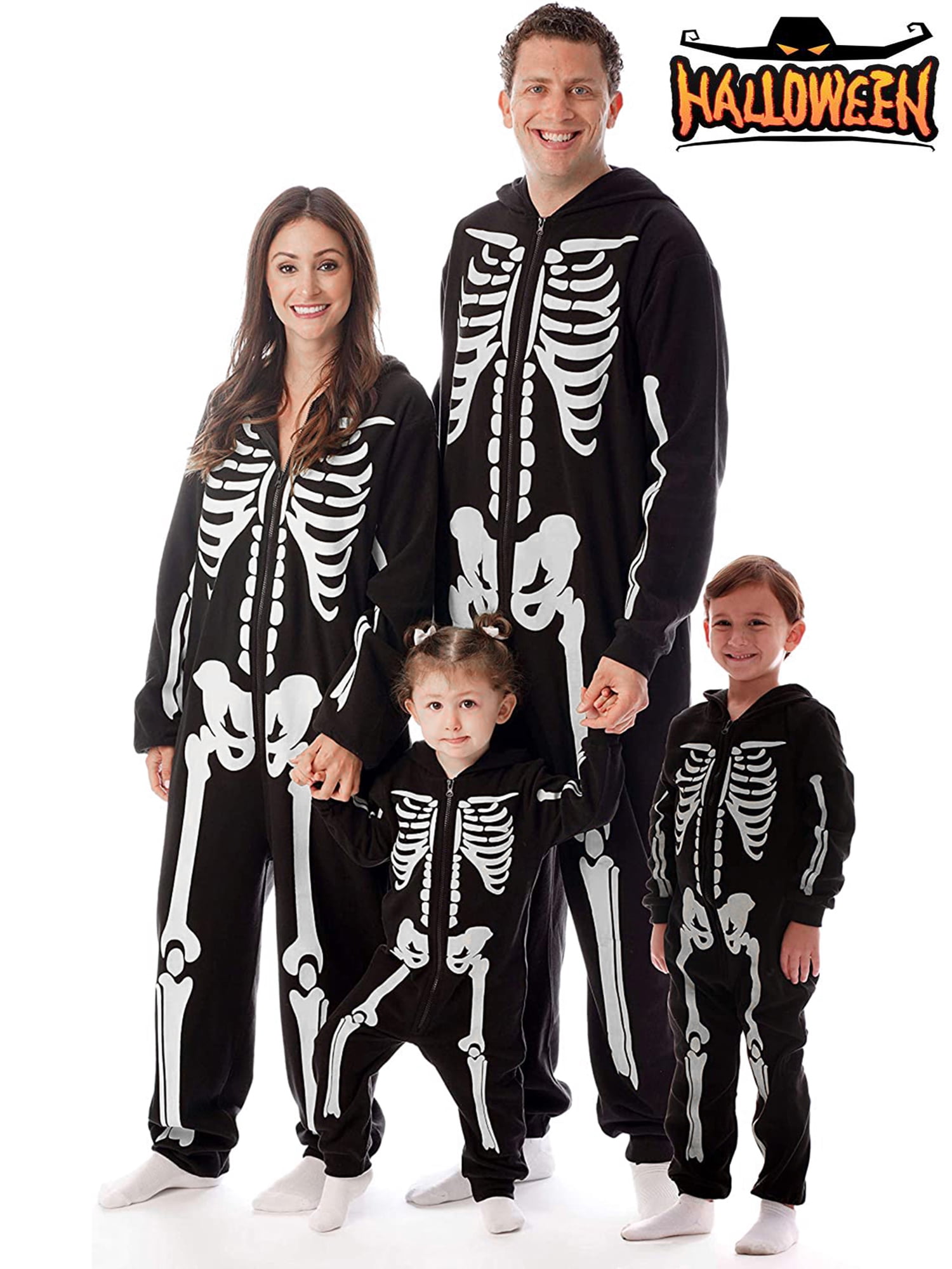 Halloween Family Matching Onesies Pajamas Skeleton Custome Hoodie ...