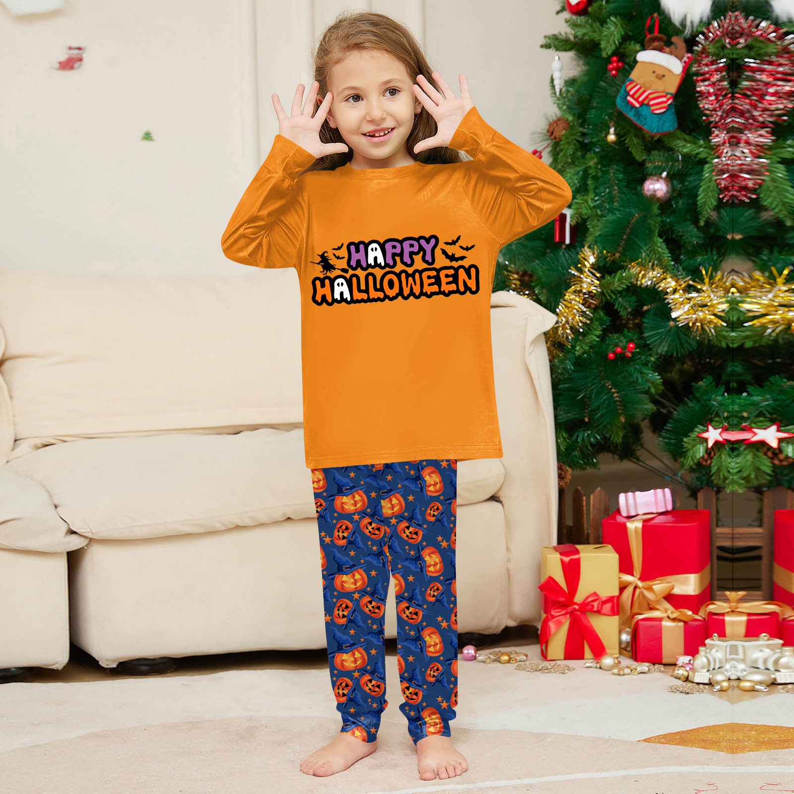 Halloween Family Matching Pajama Set, Long Sleeve Top and Pants ...