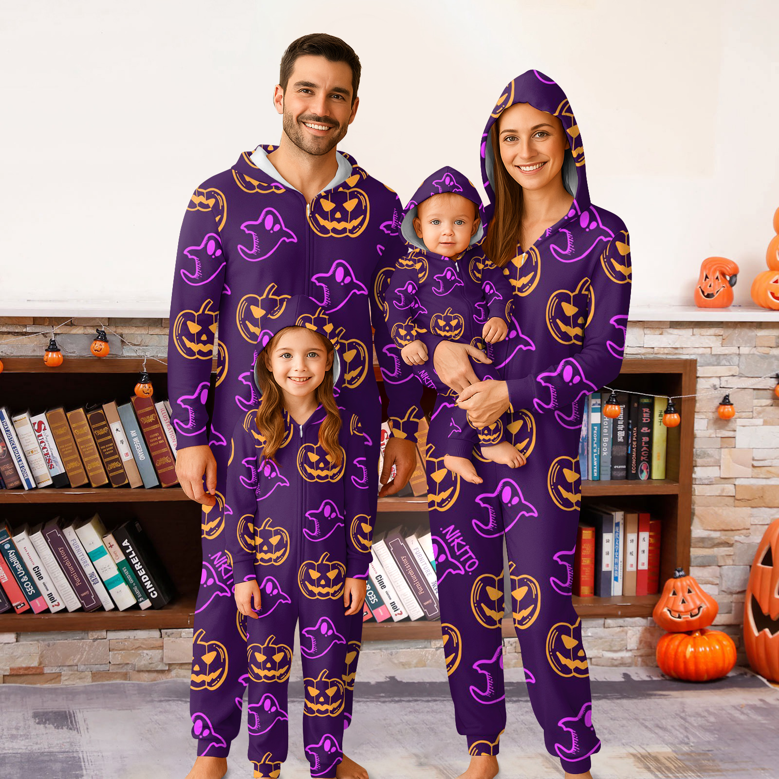 Halloween Family Pajamas Matching Sets - Pumpkins Bat Ghost Print, Easy ...
