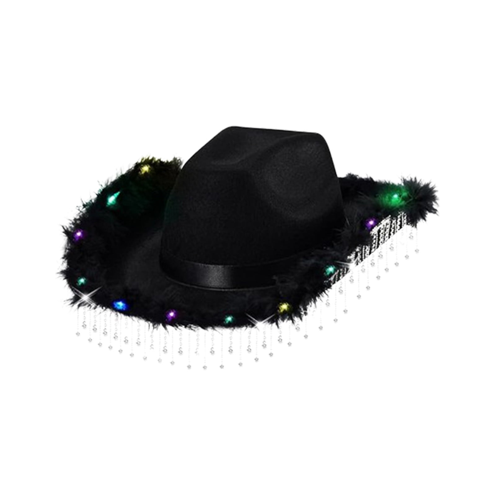 Halloween Feather with LED Lights, Light Up Cowboy Hat and Glasses ...