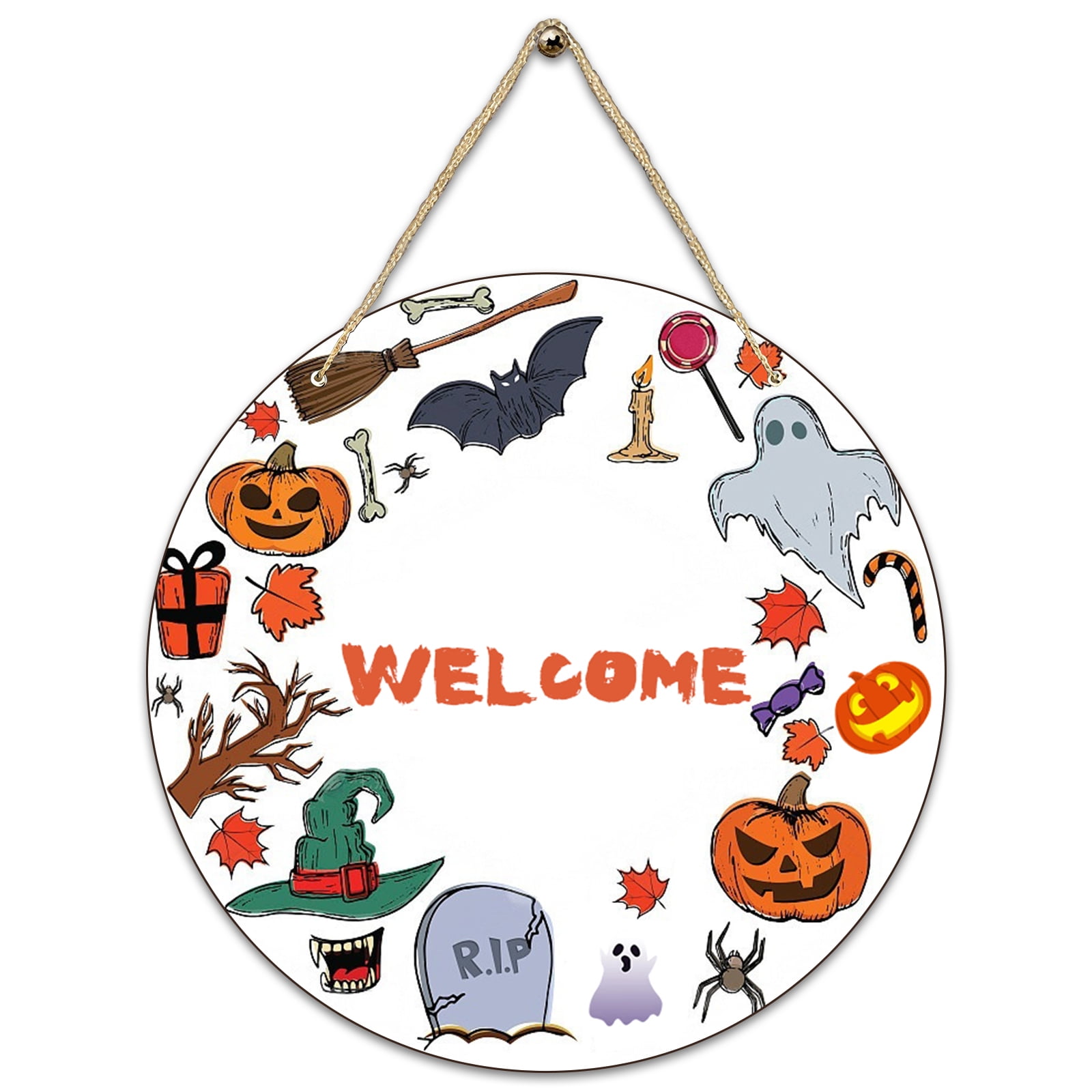 Halloween Felt Hanging Signs for Wreaths Happy Halloween Door ...