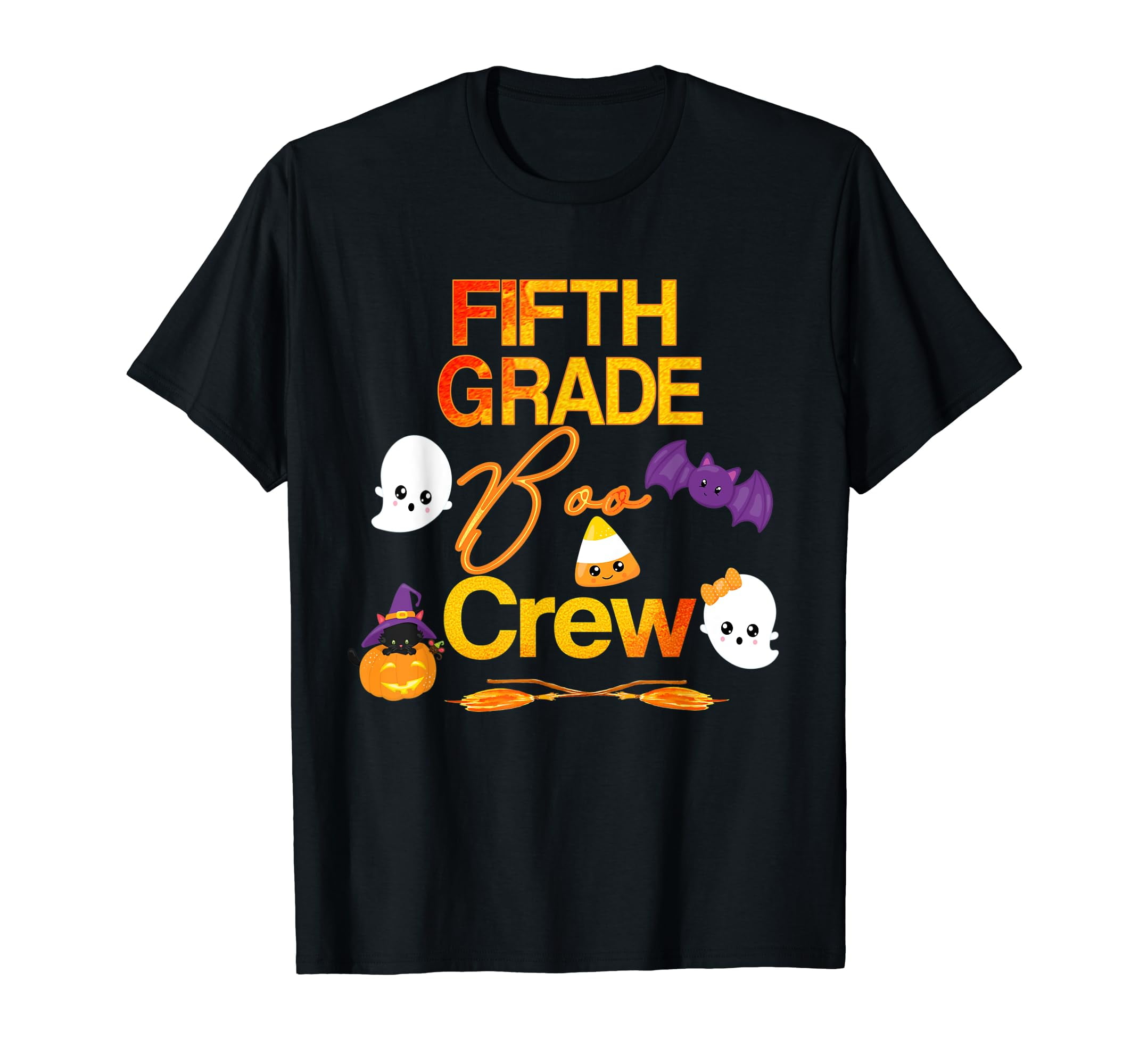 Halloween Fifth Grade Cute Boo Crew Teacher Student Retro T-Shirt ...