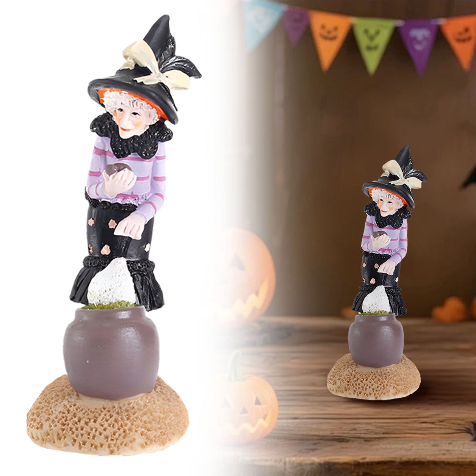 Halloween Figurines Witch Figurine Cartoon Charming Witch Statue 6in ...