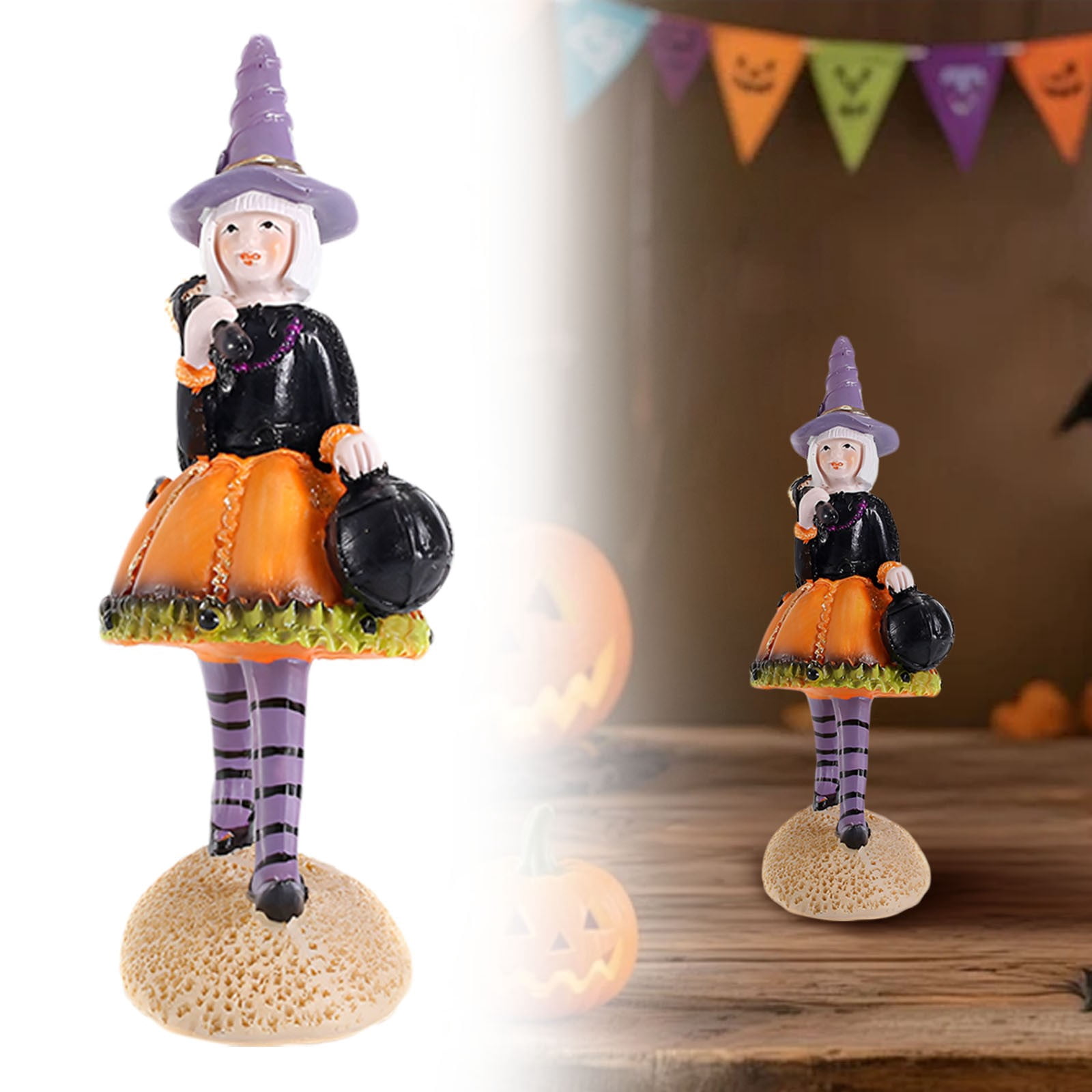 Halloween Figurines Witch Figurine Cartoon Charming Witch Statue 6in ...