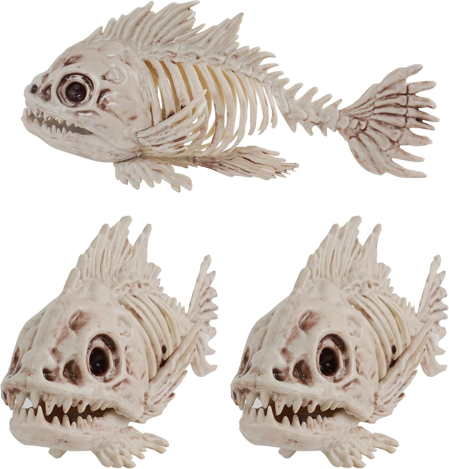 Halloween Fish Skeletons Decorations, 3 Pack 10" Animal Skeleton ...