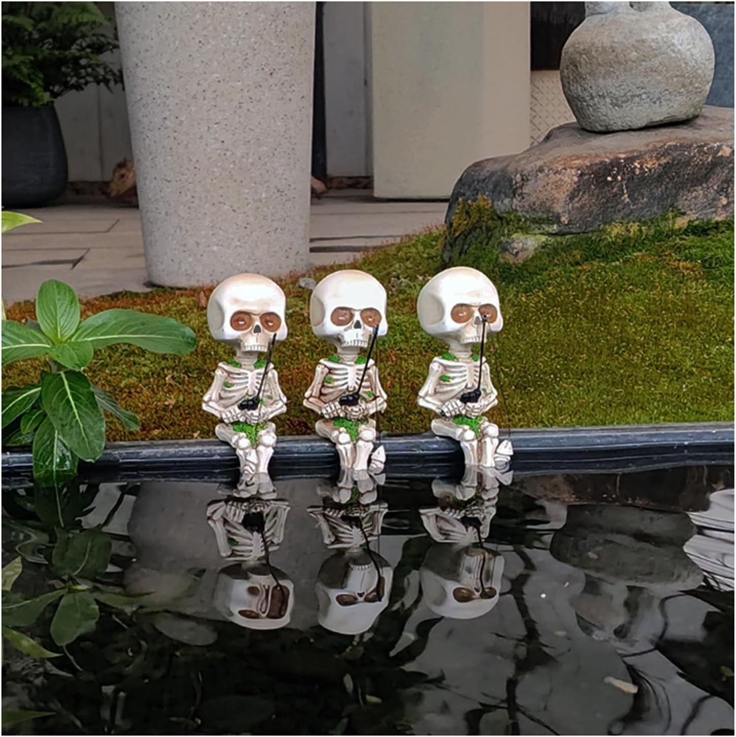 Halloween Fishing Skeleton Garden Accessory, Mini Skeleton Figurines ...