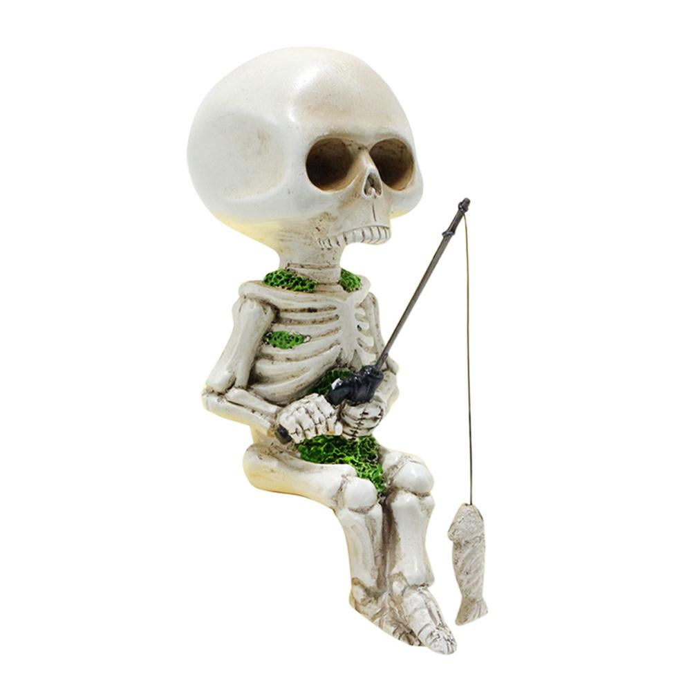 Halloween Fishing Skeleton Resin Sitting Ghost Head H3Z7 Horror ...