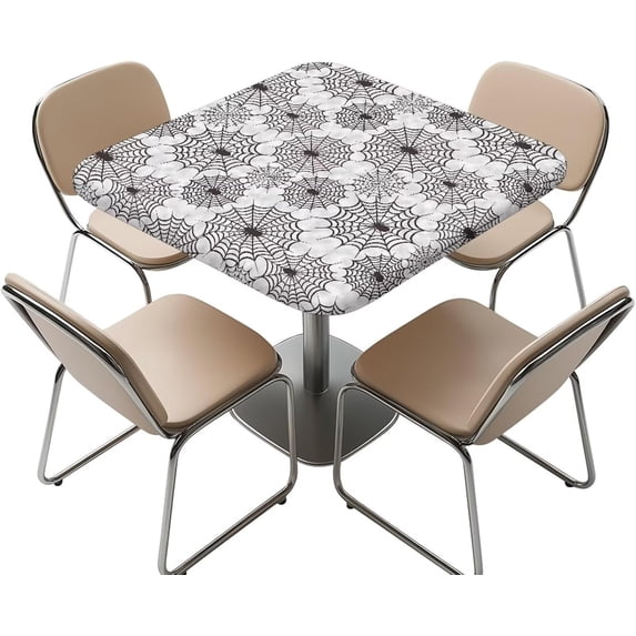 Halloween Fitted Tablecloth Square Spider Web Card Table Cover with ...