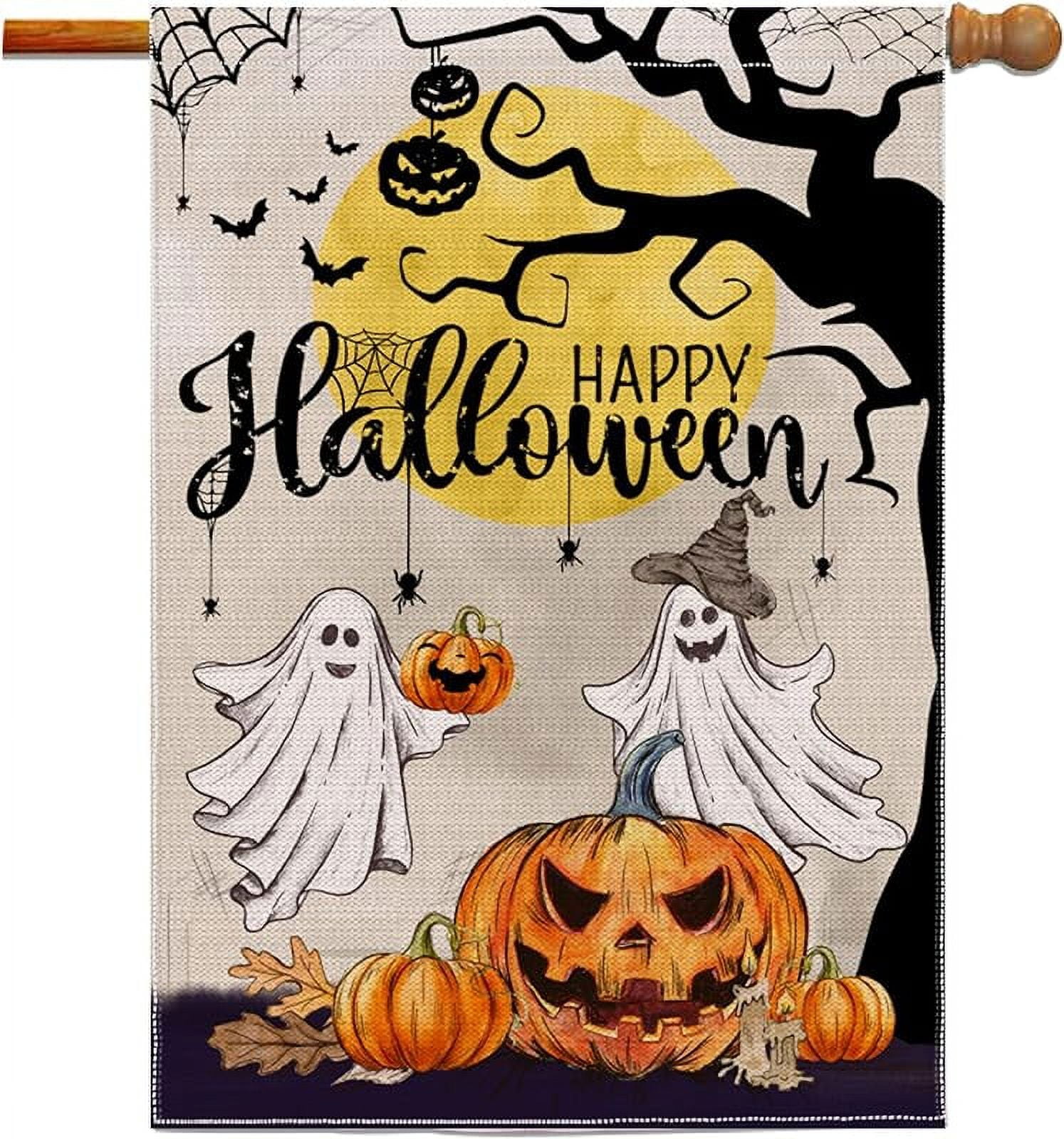 Halloween Flag 28x40 Double Sided, Ghost Happy Halloween House Flag ...