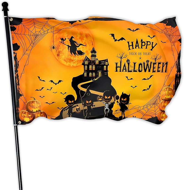 Halloween Flag 3x5 Ft Outdoor Scary Ghost Smile Pumpkin Flags Polyester ...
