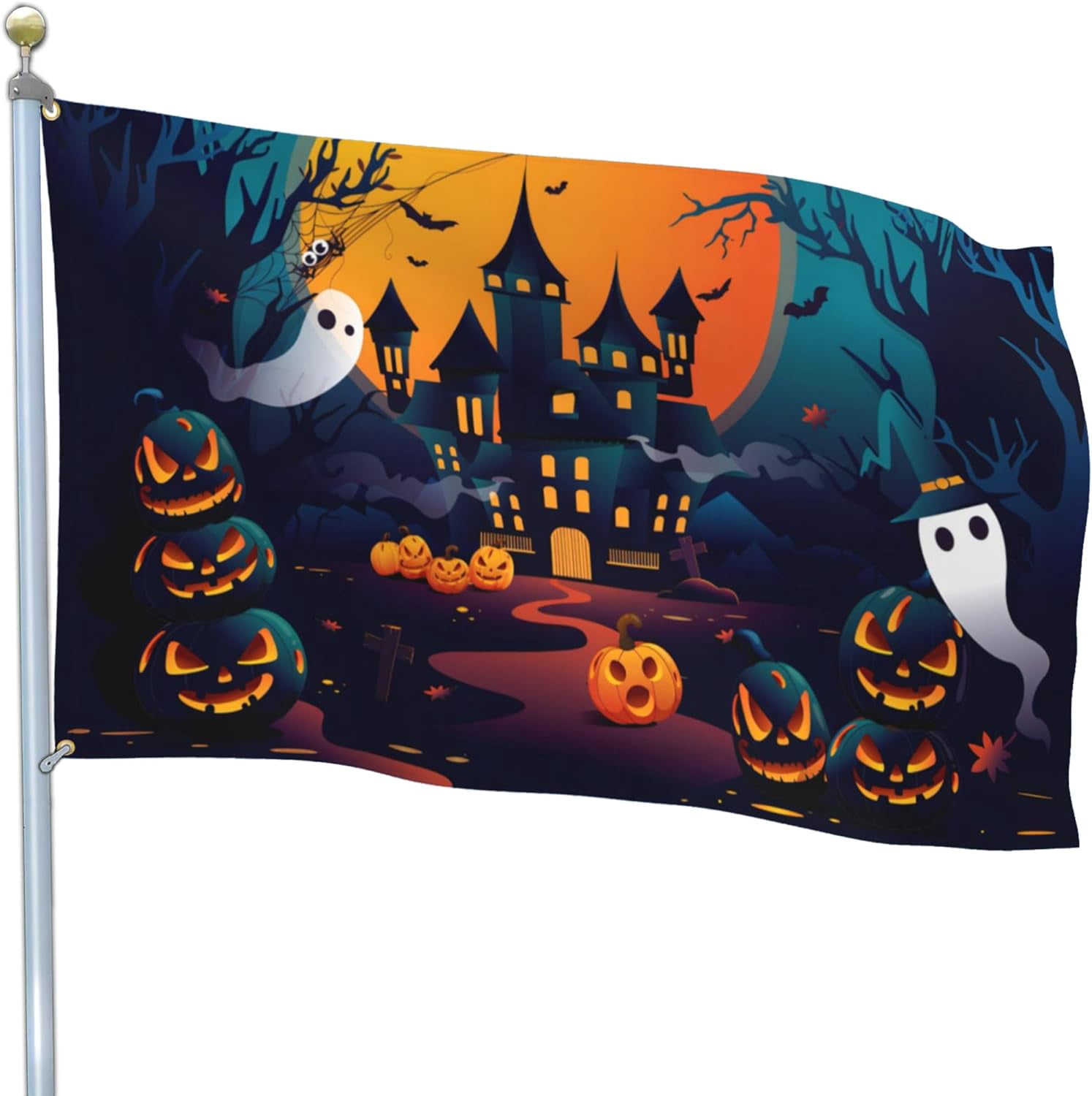 Halloween Flag 3x5 Outdoor Double Sided Scary Halloween Pumpkin Flag ...