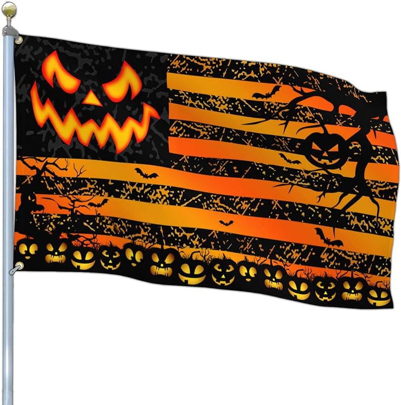 Halloween Flag 3x5 Outdoor Double Sided Scary Halloween Pumpkin Flag ...